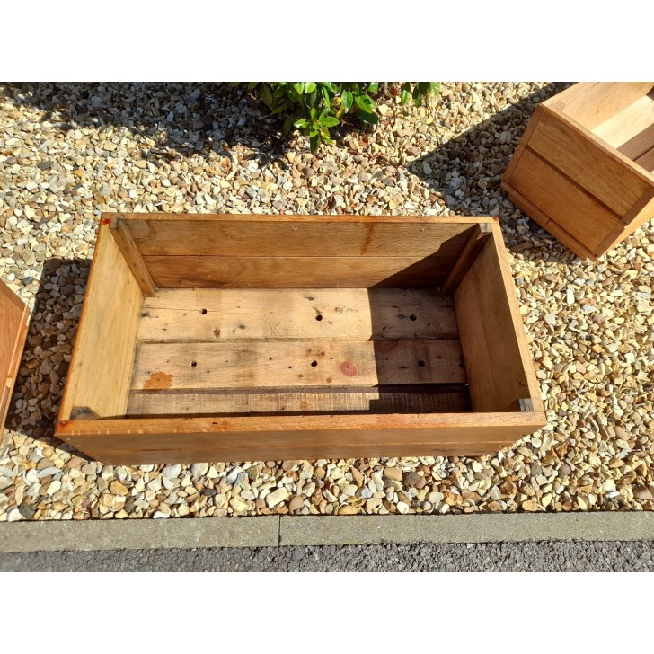 Solid oak rustic planter wooden hand crafted garden patio 685mm (L) x ...